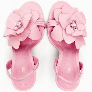Zara | Shoes | Rare Zara Goat Leather Flower Pink Sandals Pink | Poshmark